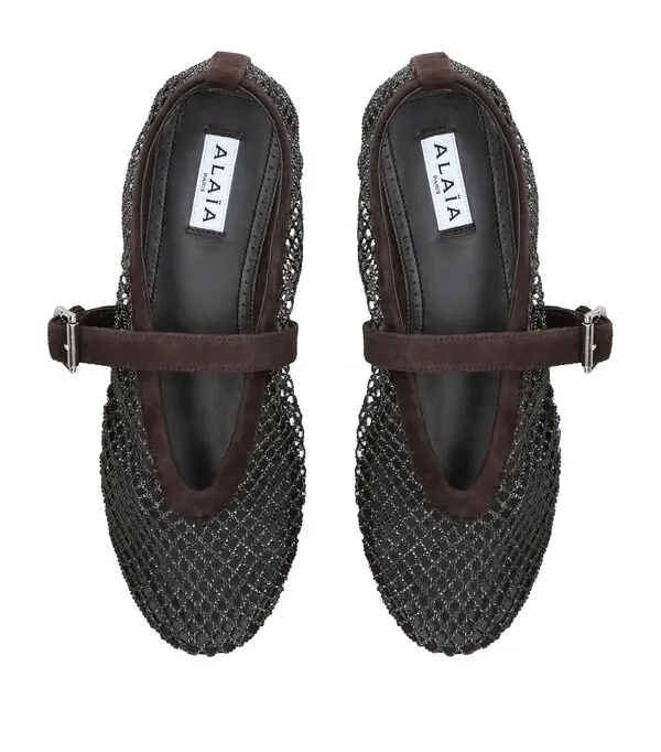 Alaïa Suede Mesh Ballet Flats