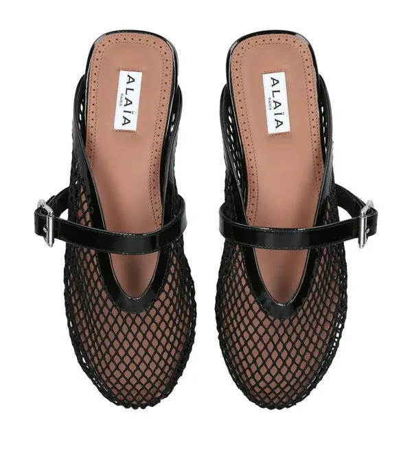 Alaïa Patent Leather Fishnet Mules