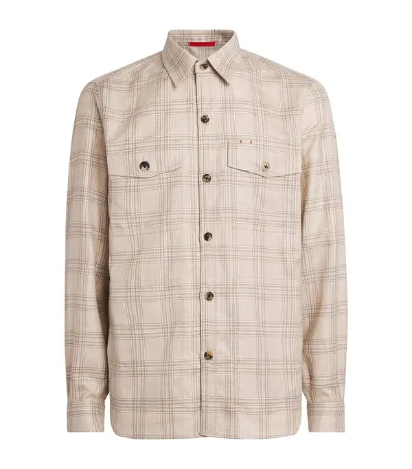 Isaia Cashmere-linen Check Overshirt