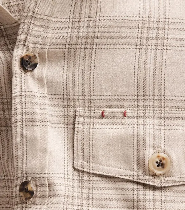 Isaia Cashmere-linen Check Overshirt