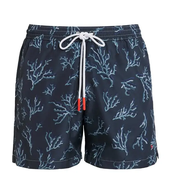 Isaia Coral Print Swim Shorts - Blue