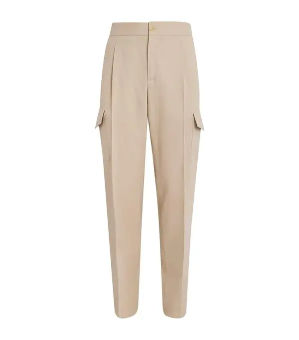 Isaia Cotton-silk Pleated Cargo Trousers