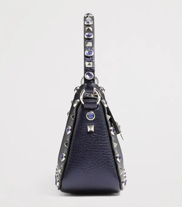 Valentino Garavani Small Leather Rockstud Shoulder Bag - Blue