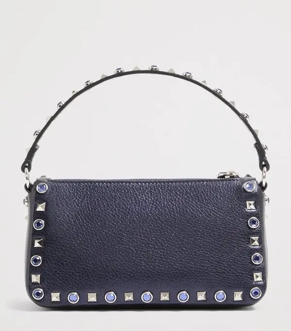 Valentino Garavani Small Leather Rockstud Shoulder Bag - Blue