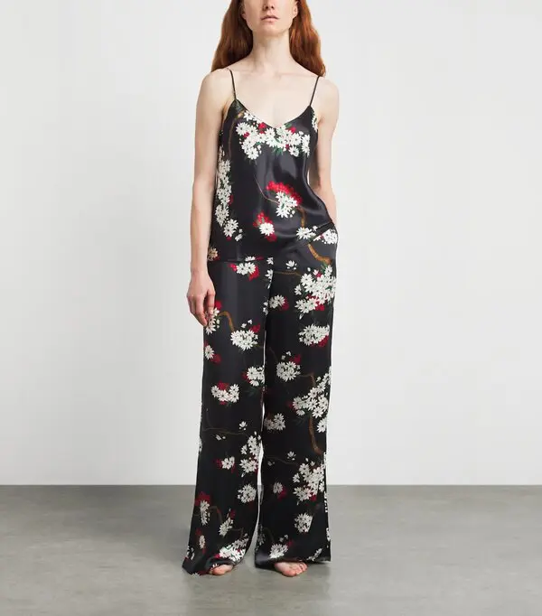Olivia Von Halle Silk Floral Bliss Pyjama Set - Black