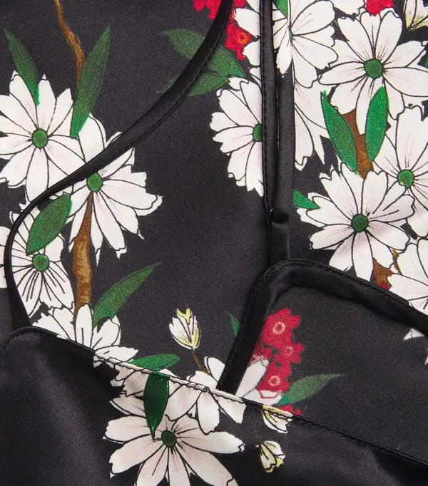Olivia Von Halle Silk Floral Bliss Pyjama Set - Black