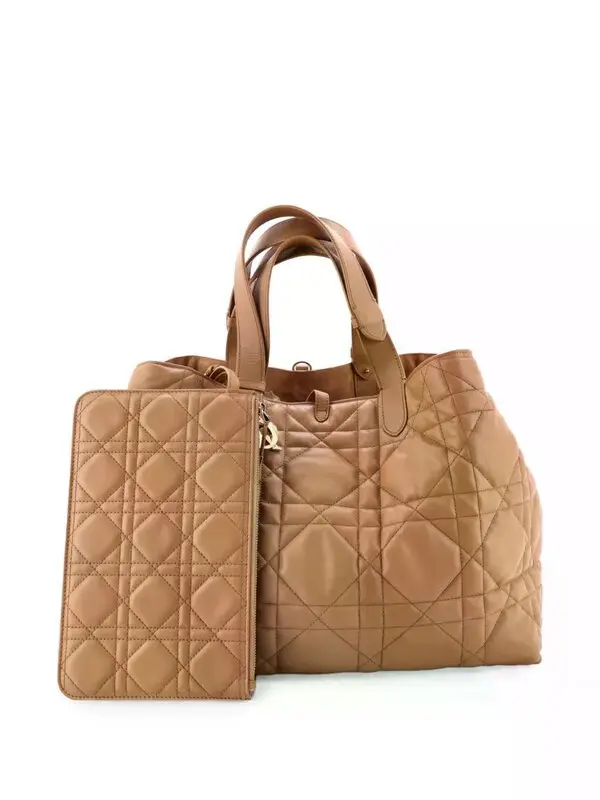 Dior Macrocannage Quilt Large Tote Bag - Neutrals