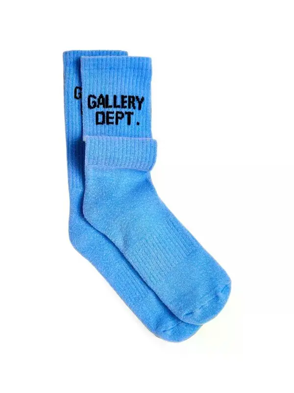 GALLERY DEPT. Logo Print Ribbed Socks - Blue