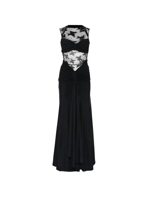 BABYLON Sleeveless Lace Detail Maxi Dress - Black