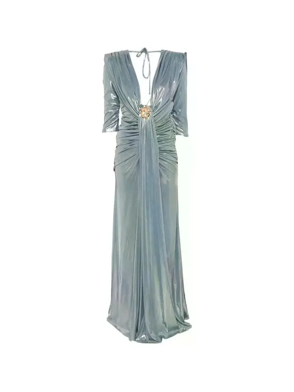 BABYLON V-neck Ruched Maxi Dress