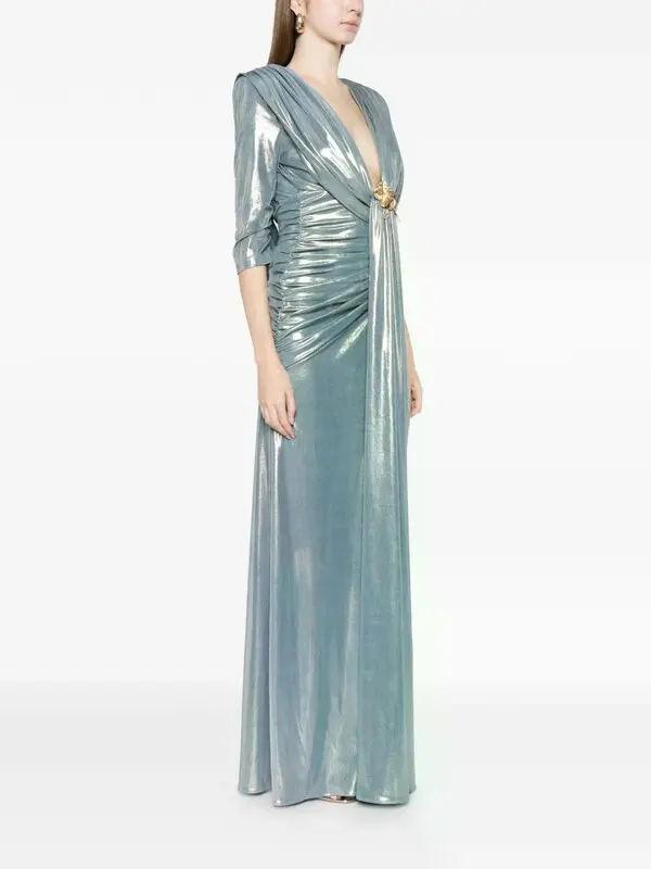 BABYLON V-neck Ruched Maxi Dress
