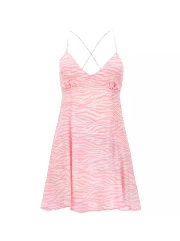 MC2 SAINT BARTH Mini Zebra Print Silk Dress - Pink