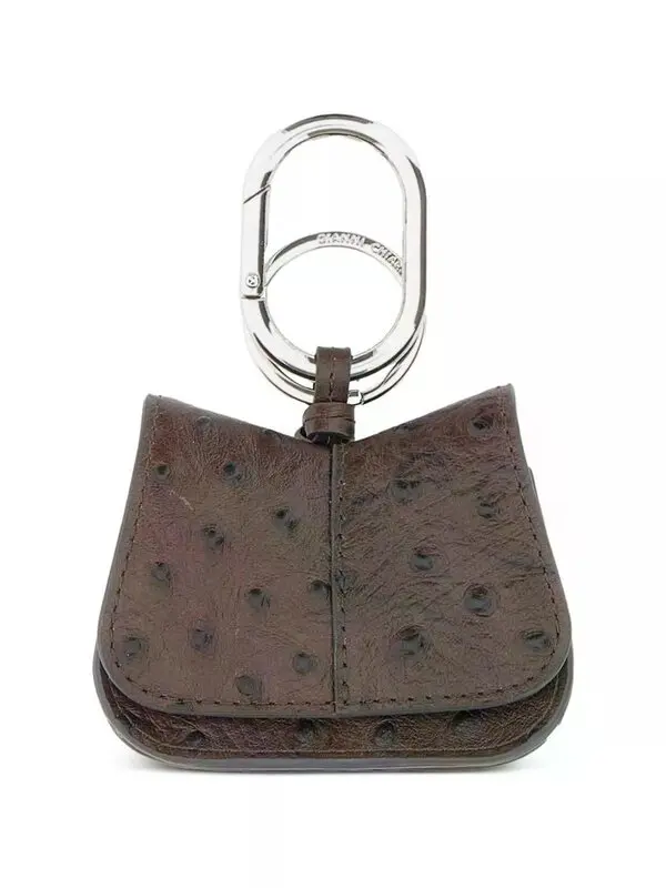GIANNI CHIARINI Helena Ostrich-effect Keyring - Brown