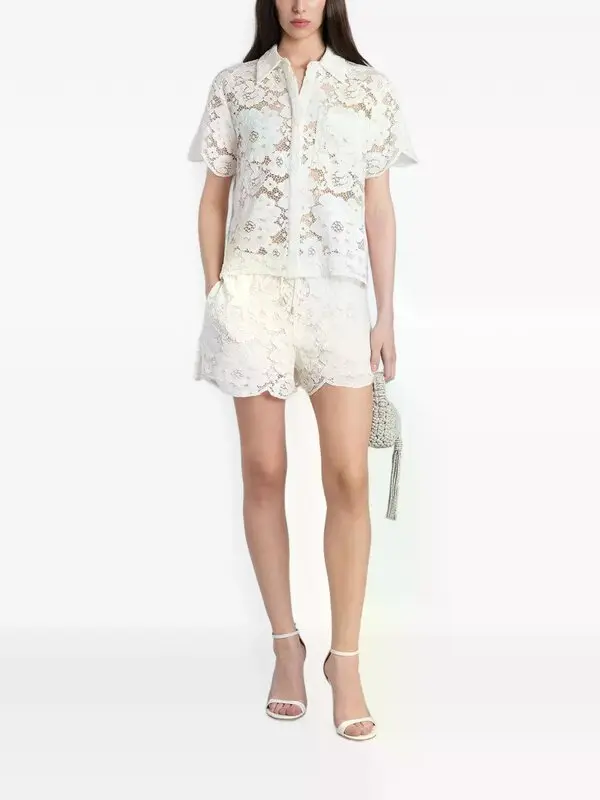 Alice + Olivia Kenley Lace Scalloped-hem Shorts