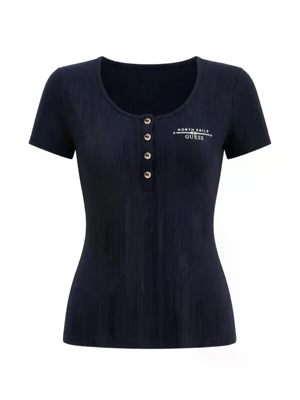Guess North Sails Ribbed-knit Logo T-shirt - Blue