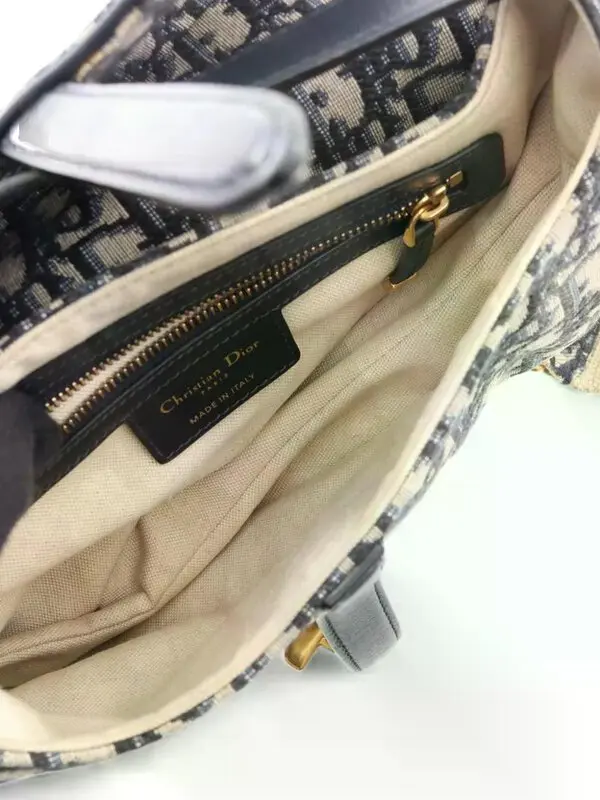 Dior Off-white Oblique Canvas Saddle Shoulder Bag