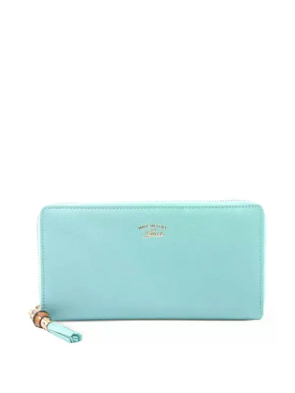Gucci 2010s Bamboo Zip-around Leather Wallet