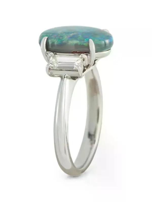 LB EXCLUSIVE Opal And Diamond Platinum Ring - Silver