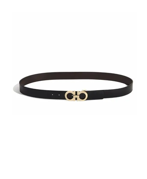 FERRAGAMO Gancini Adjustable Double-sided Belt - Black