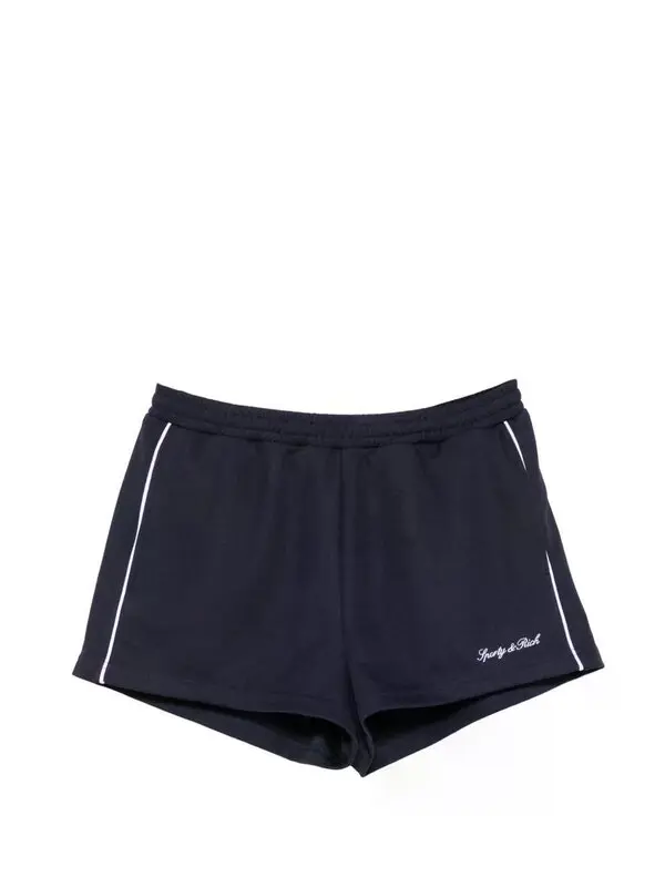 SPORTY & RICH Logo-embroidered Piping Detail Shorts - Blue