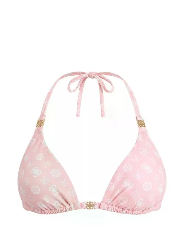 Guess Monogram Print Halterneck Bikini Top