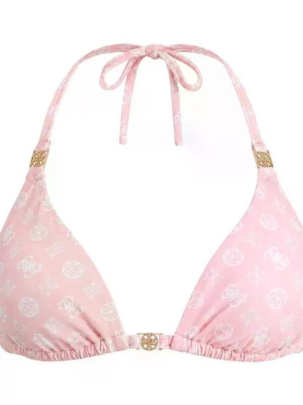 Guess Monogram Print Halterneck Bikini Top