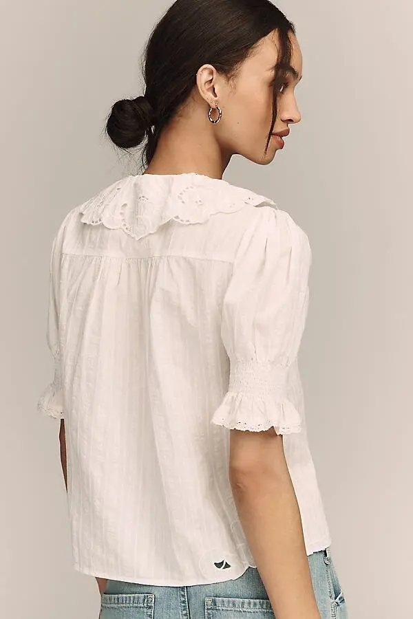 RAISONNEL Embroidered Collared Blouse