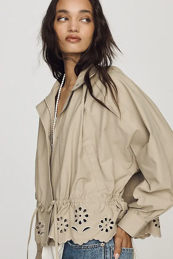 RAISONNEL Eyelet Detail Zip-up Jacket