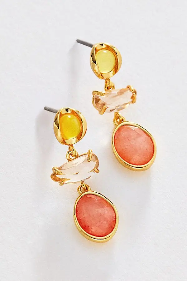 Anthropologie Multi-stone Drop Earrings - Peach