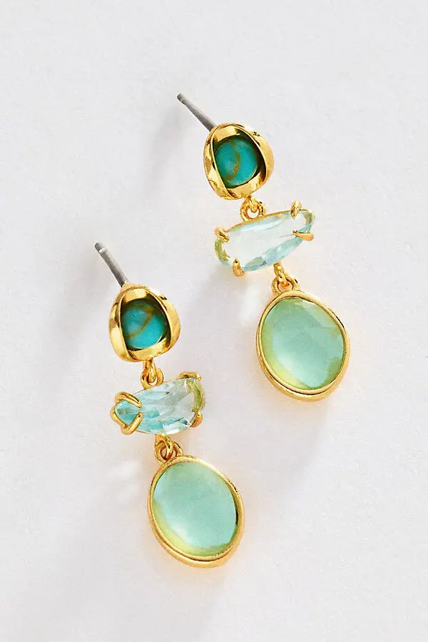 Anthropologie Multi-stone Drop Earrgs - Turquoise