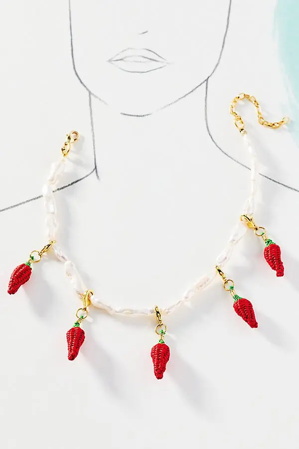 BAMBOLEIRA Spicy Chili Pearl Charm Necklace