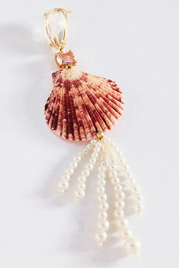 Anthropologie Pearl Shell Drop Earrings - Clear