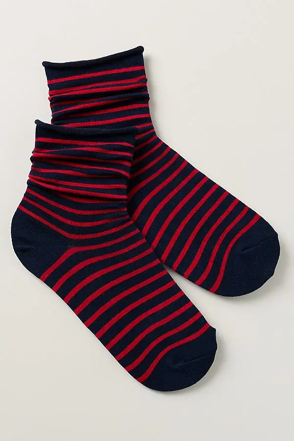 Hansel From Basel Nautical Striped Trouser Socks - Navy