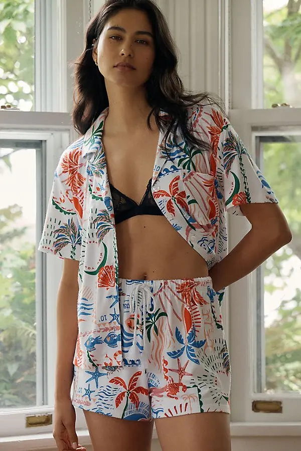 Z Supply Beach Days Getaway Pajama Top - Ivory Pattern