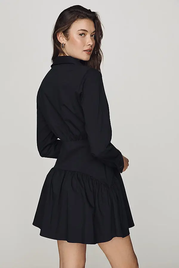 EXQUISE Tobie Mini Shirt Dress - Black