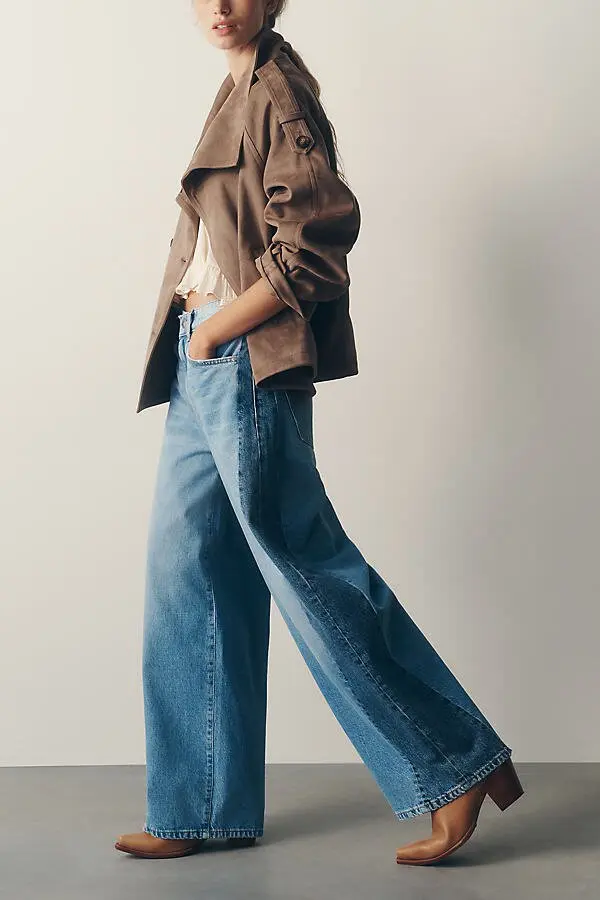 PILCRO Two-tone High-rise Wide-leg Jeans