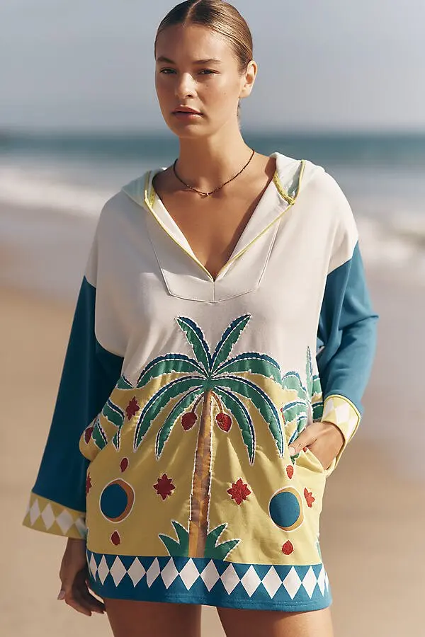 CELANDINE X Tigre Digo Embroidered Poncho Top