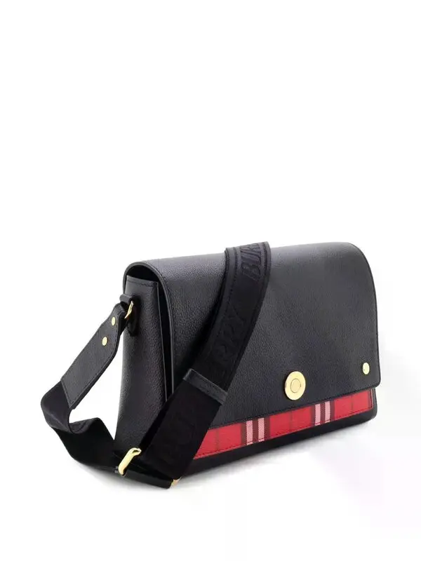 Burberry Medium Crossbody Bag In Vintage Check Canvas And Leather - Black
