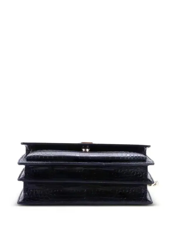 Saint Laurent Medium Croc Effect Leather Crossbody Bag - Blue