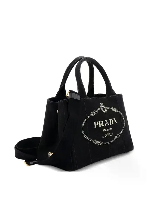 Prada Canapa Convertible Canvas Mini Tote Bag - Black