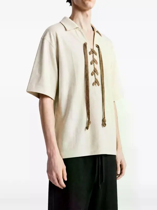 ZIGGY CHEN Lace-up Short-sleeve Shirt