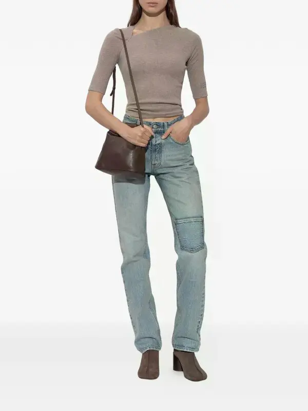 MAISON MARGIELA Asymmetrical Neck Ribbed Knit Top