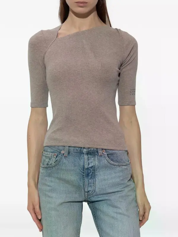 MAISON MARGIELA Asymmetrical Neck Ribbed Knit Top