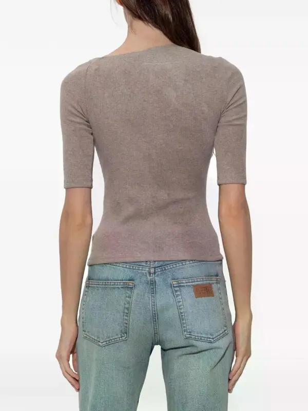 MAISON MARGIELA Asymmetrical Neck Ribbed Knit Top