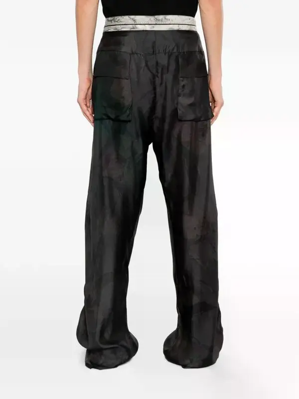 GIOVANNI CAVAGNA Dark Floral Print Wide Leg Trousers