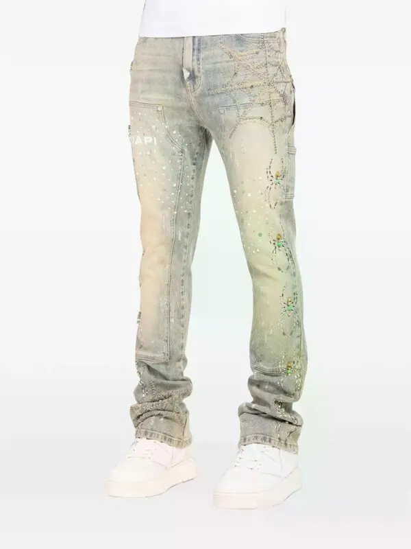 GUAPI Rhinestone Embellished Distressed Jeans