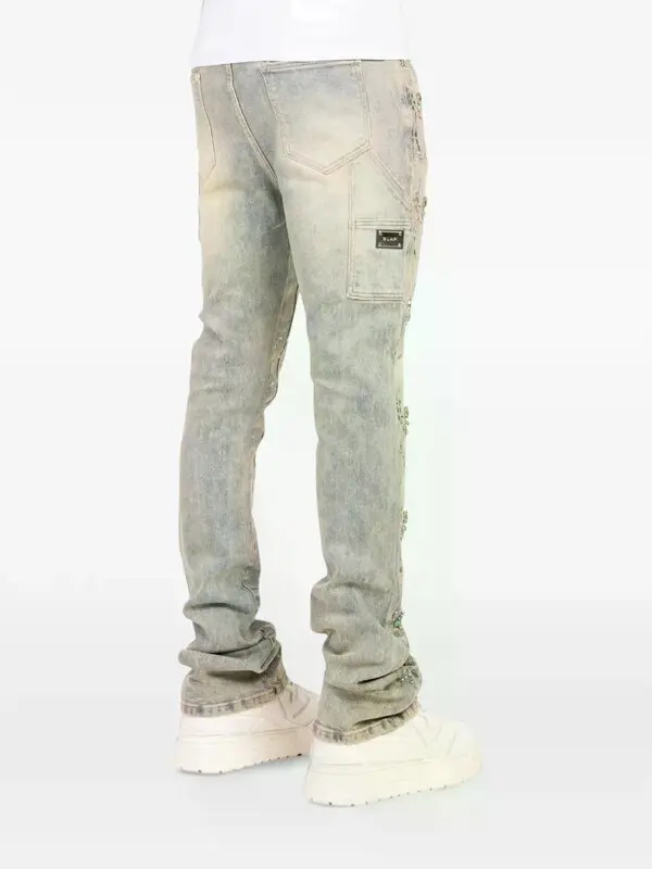 GUAPI Rhinestone Embellished Distressed Jeans