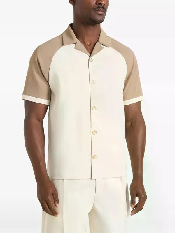 Manière De Voir Salim Contrast Raglan Shirt Cream/taupe - Neutrals