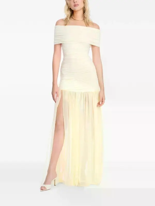 AXEL 113 Selina Off-shoulder Ruched Maxi Dress - Neutrals