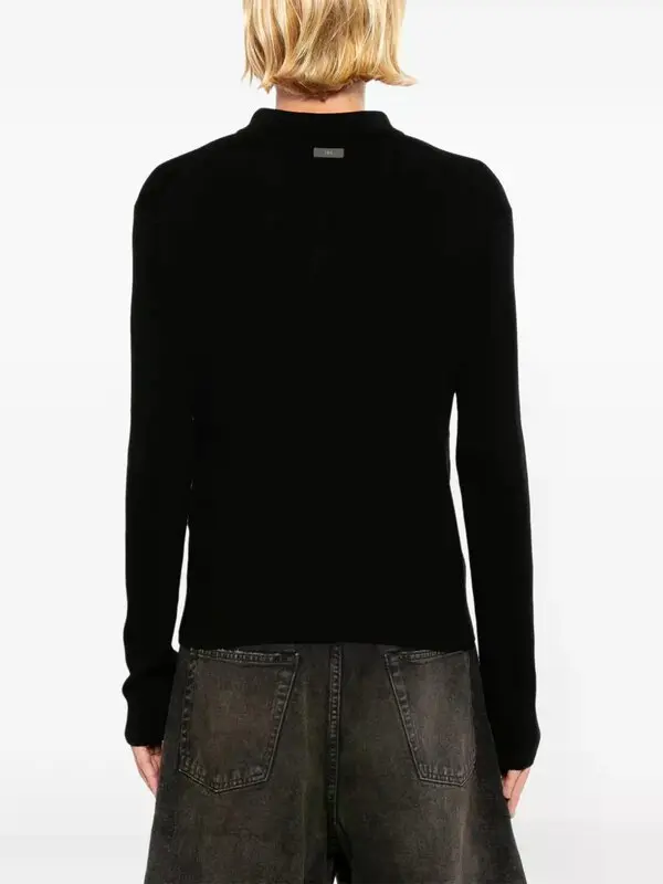 TEAM WANG DESIGN Ribbed-knit Long-sleeve Polo Shirt